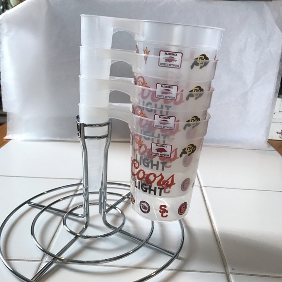 Dining | 4 Ncaa Coors Light Pint Draught Tower Plastic Cups With Metal ...